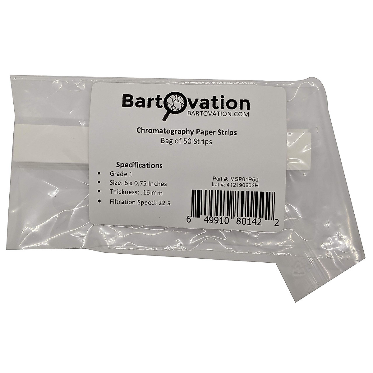 Grade 1 Chromatography Paper 6 x 0.75 Inches for Laboratories, School, Pigment Separation and Experiments [Bag of 50 Strips]