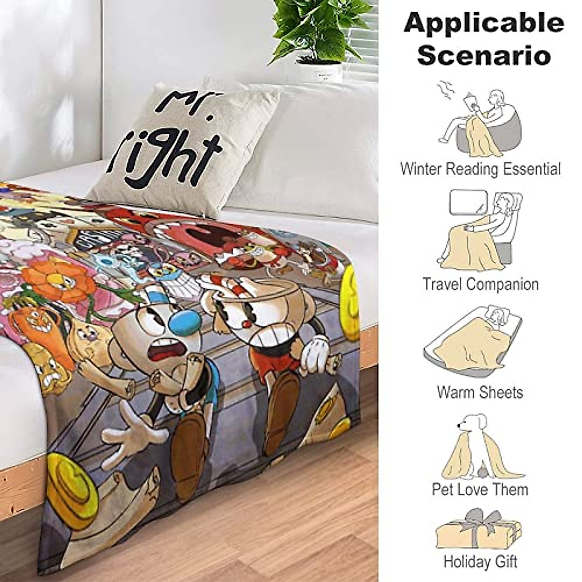 Anime Blankets Ultra-Soft Lightweight Throw Blanket for Couch Sofa Bed, Plush Cozy Blankets 40"x50"