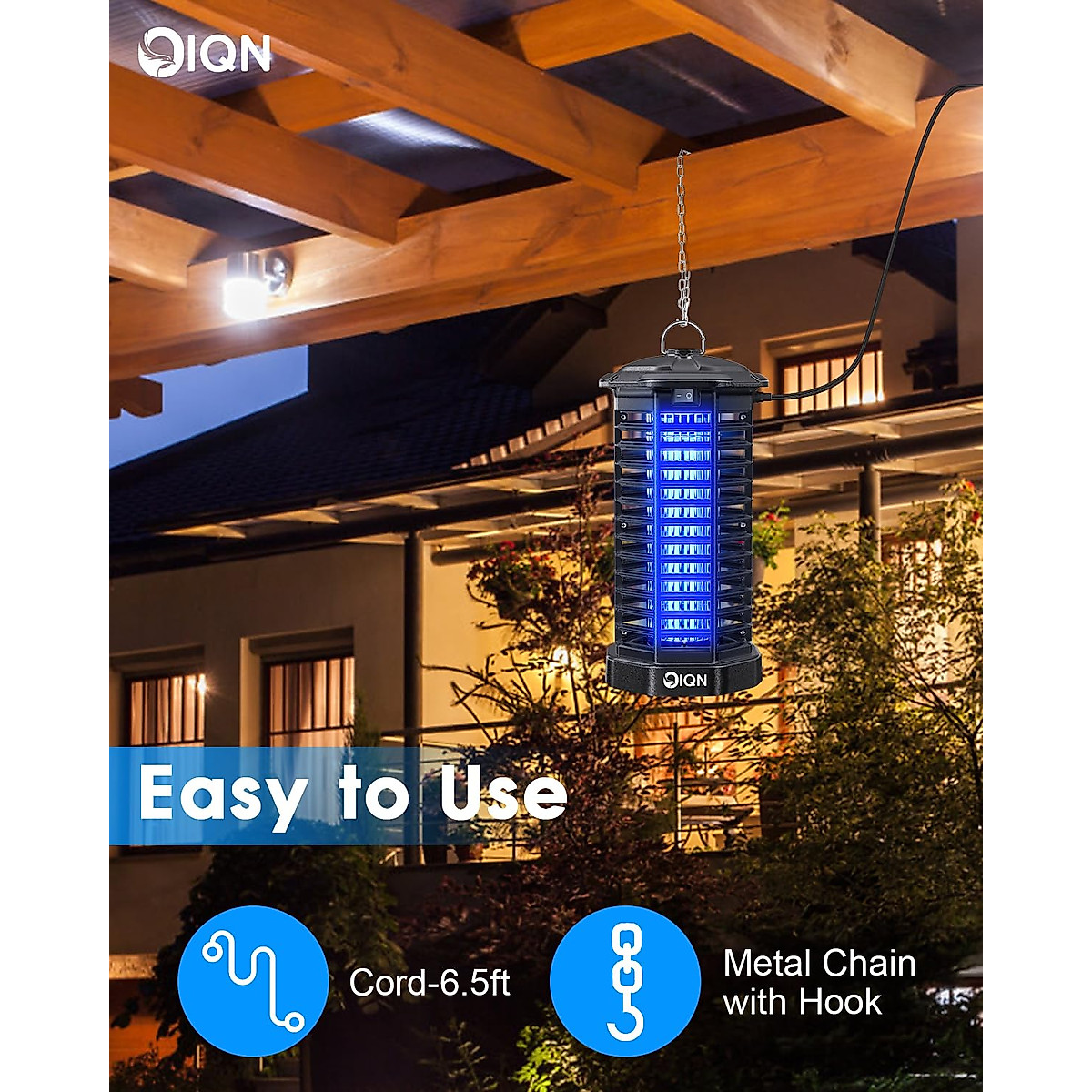 Bug Zapper Outdoor, Plug in Electric Mosquito Fly Zapper w/ 15W Light & 4200V Grid & on/Off Switch, Mosquito Traps & Killer for Indoor, Kitchen, Patio, Backyard and More (Black)