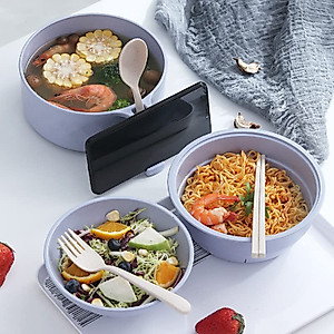 Microwave Ramen Bowl Set, Instant Noodle Bowl Ramen Bowl with Chopsticks, Drainage Bowl, Lid & Handle, College Dorm Room Essentials, Dishwasher-Safe, BPA-Free (Black/1 Set)