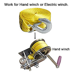 CarBole Trailer Winch Strap with Hook 2" x 20' Breaking Strength 10000 lb Heavy Duty Winch Strap Replacement for Large Boat,Jet Ski,Wave Runner