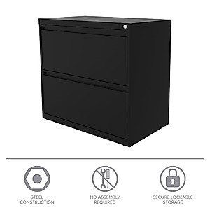 Hirsh 30 inch Wide 2 Drawer Lateral 101 File Cabinet in Black, Fully Assembled