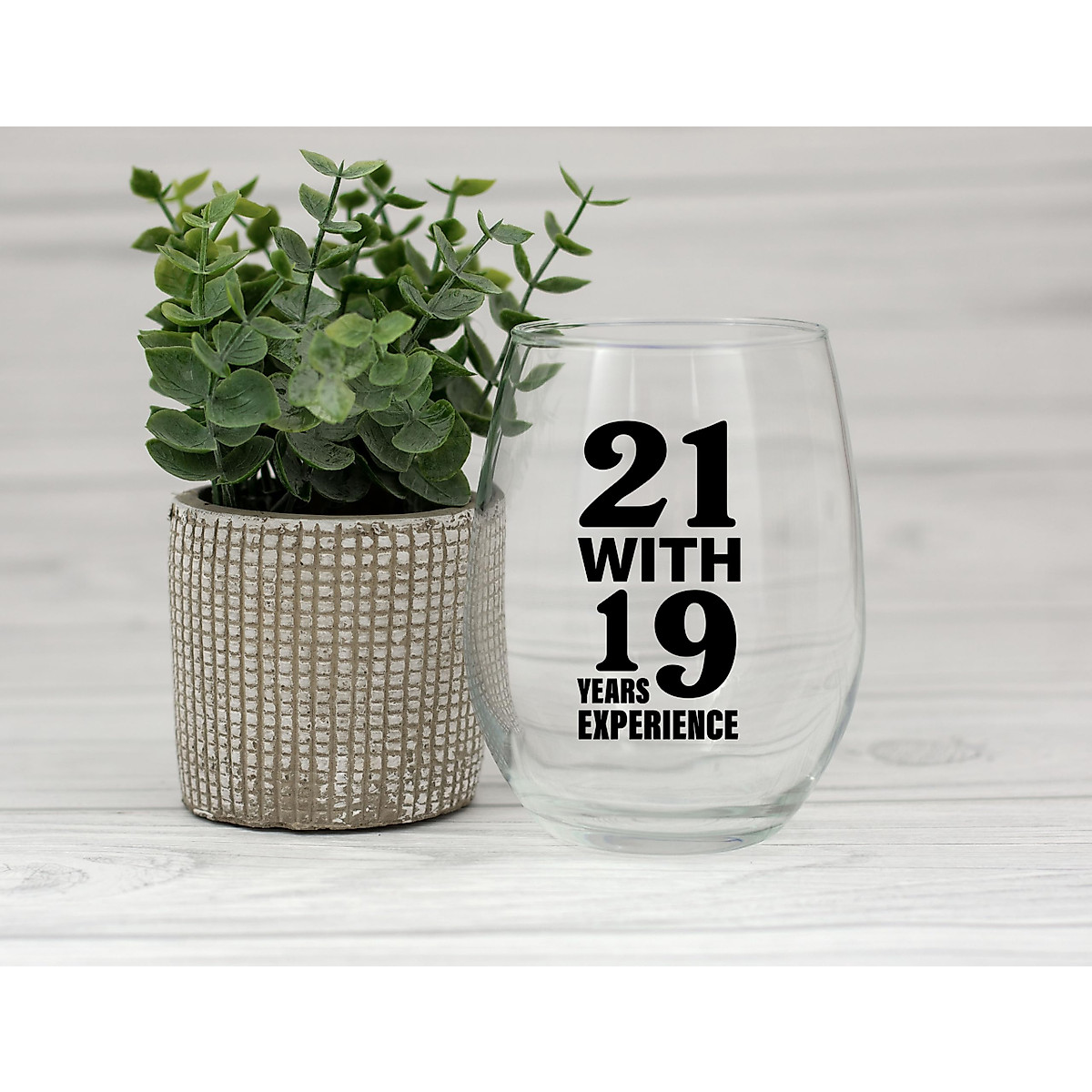 40th Birthday Gifts for Women and Men Wine Glass - Funny 21 with 19 Years of Experience Gift Idea for Mom Dad Husband Wife – 40 Year Old Party Supplies Decorations for Best Friend, Him, Her - 15oz