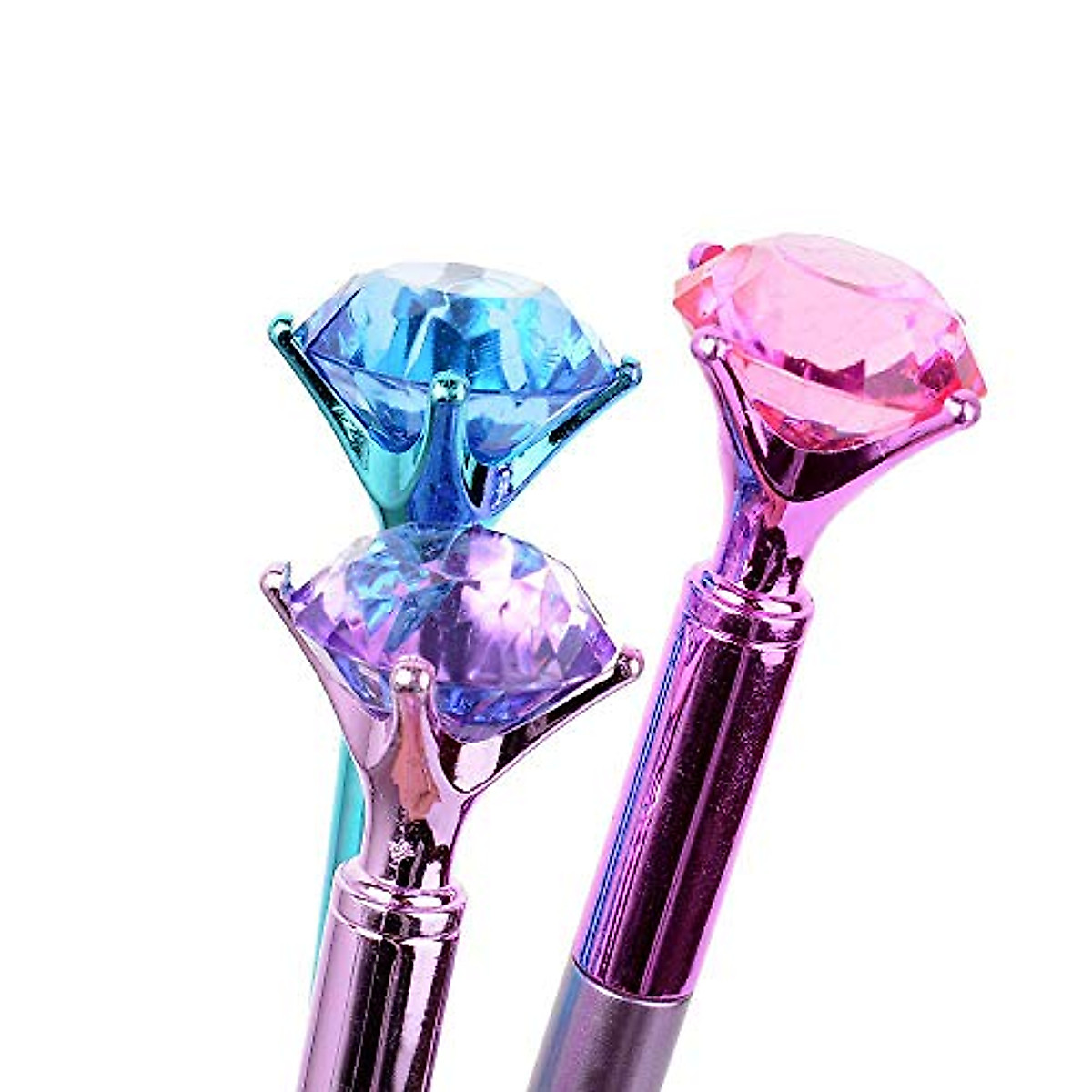 Amyzor 8pcs Kawaii Ballpoint Pen Big Gem Crystal Bling Metallic Ball Pen Gel Ink Pen Student Pens Rollerball Pens For Student Gift Stationery School Office Supplies, 0.5mm Blue Ink