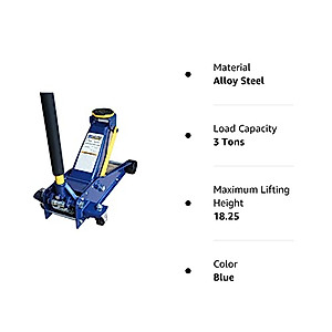 Aain® Heavy duty 3 Ton Floor Jack, Steel Hydraulic Service Jack Quick Rise With Double Pump Quick Lift, Blue HT3300