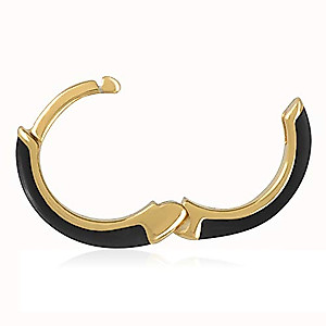 14K Gold Plated Sterling Silver Enamel Color Huggie Hoop Earrings for Women – Black Enamel