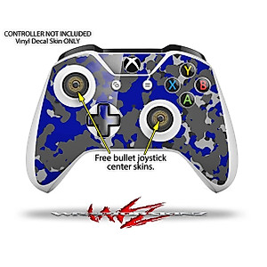 WraptorSkinz Decal Vinyl Skin Wrap Compatible with Xbox One S Console and Controllers - WraptorCamo Old School Camouflage Camo Blue Royal