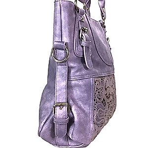 Zzfab Laser Cut Hobo Bag Double Handles Big Purple Purse
