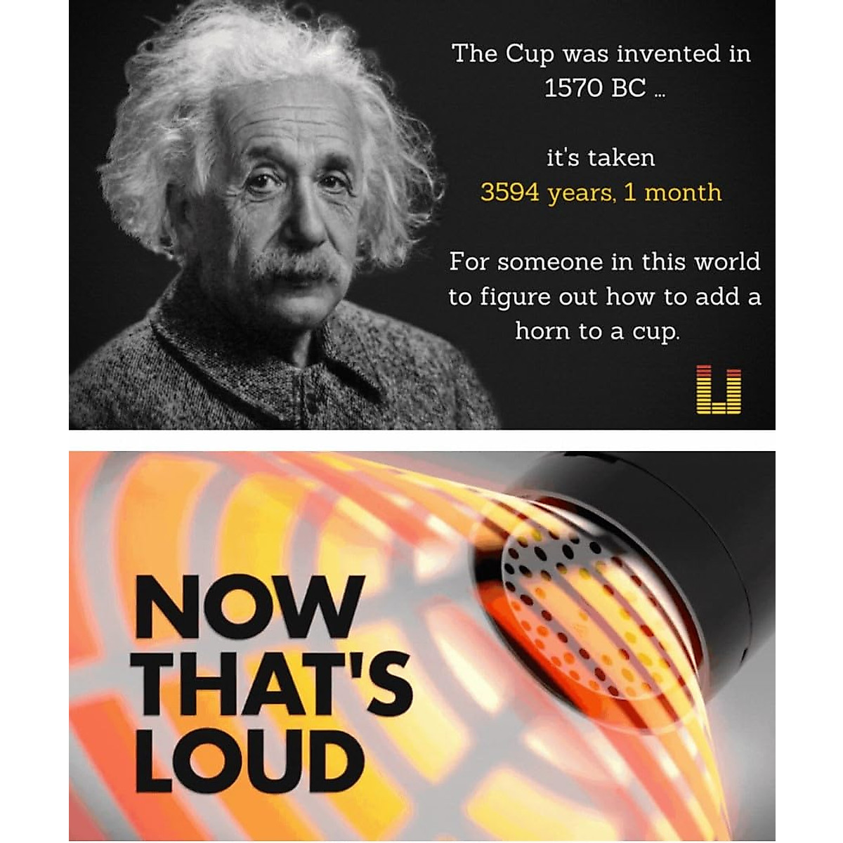 The LoudCup 20 oz Tumbler + Integrated Stadium Horn (Raven Black) - Reusable Water Bottle for Sports Fans - Worlds Loudest Cup for Noisy Fans on Game Day & Tailgating