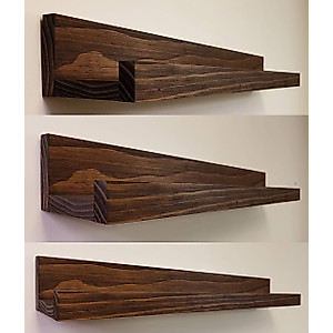 Farmhouse Rustic Wooden Picture Ledge Shelf, Available in 20 Colors, 11 Sizes, Shown in Jacobean - Floating Shelf, Rustic Shelf, Open Shelving, Nursery Shelf, Floating Shelves, Modern Farmhouse