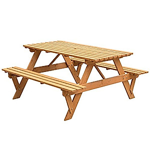 Gardenised, Stained A-Frame Outdoor Patio Deck Garden Picnic Table
