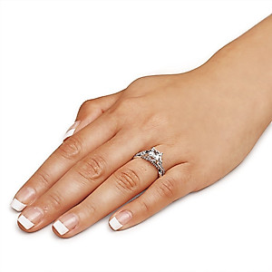 Size - 7 - Solid 14k White Gold Princess Cut Infinity Twist Solitaire Engagement Ring CZ Cubic Zirconia (2.0cttw., 1.0ct. Center)