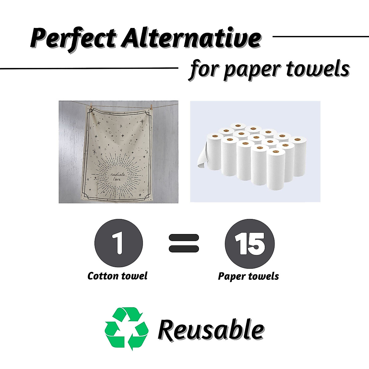 Folkulture Tea Towels or Kitchen Towels with Hanging Loop, 20x26 Inches Boho Dish Towels as, 100% Cotton Modern Dish Towels, Flour Sack Hand Towel for Farmhouse Décor, Set of 3, Tarot