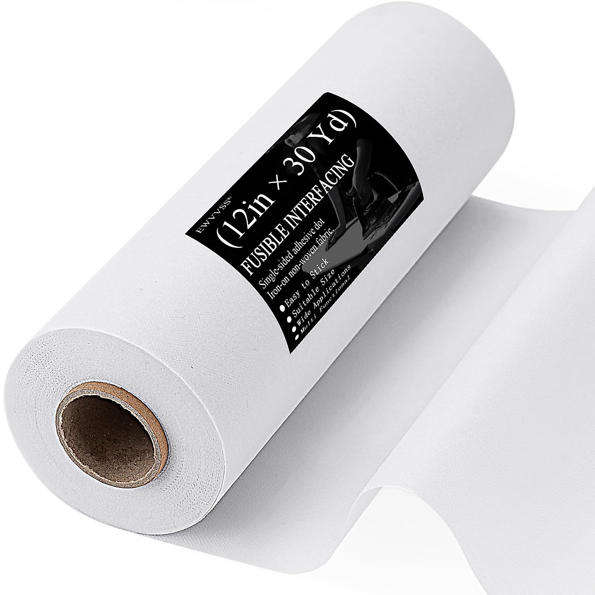 Medium Weight 12"X 30 Yards Fusible Interfacing for Sewing,Iron-On Non-Woven Interfacing Fabric,Polyester Single-Sided Interfacing for Sewing Supplies