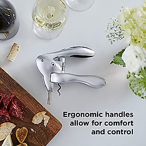 Rabbit Original Lever Corkscrew Wine Opener with Foil Cutter and Extra Spiral (Silver)