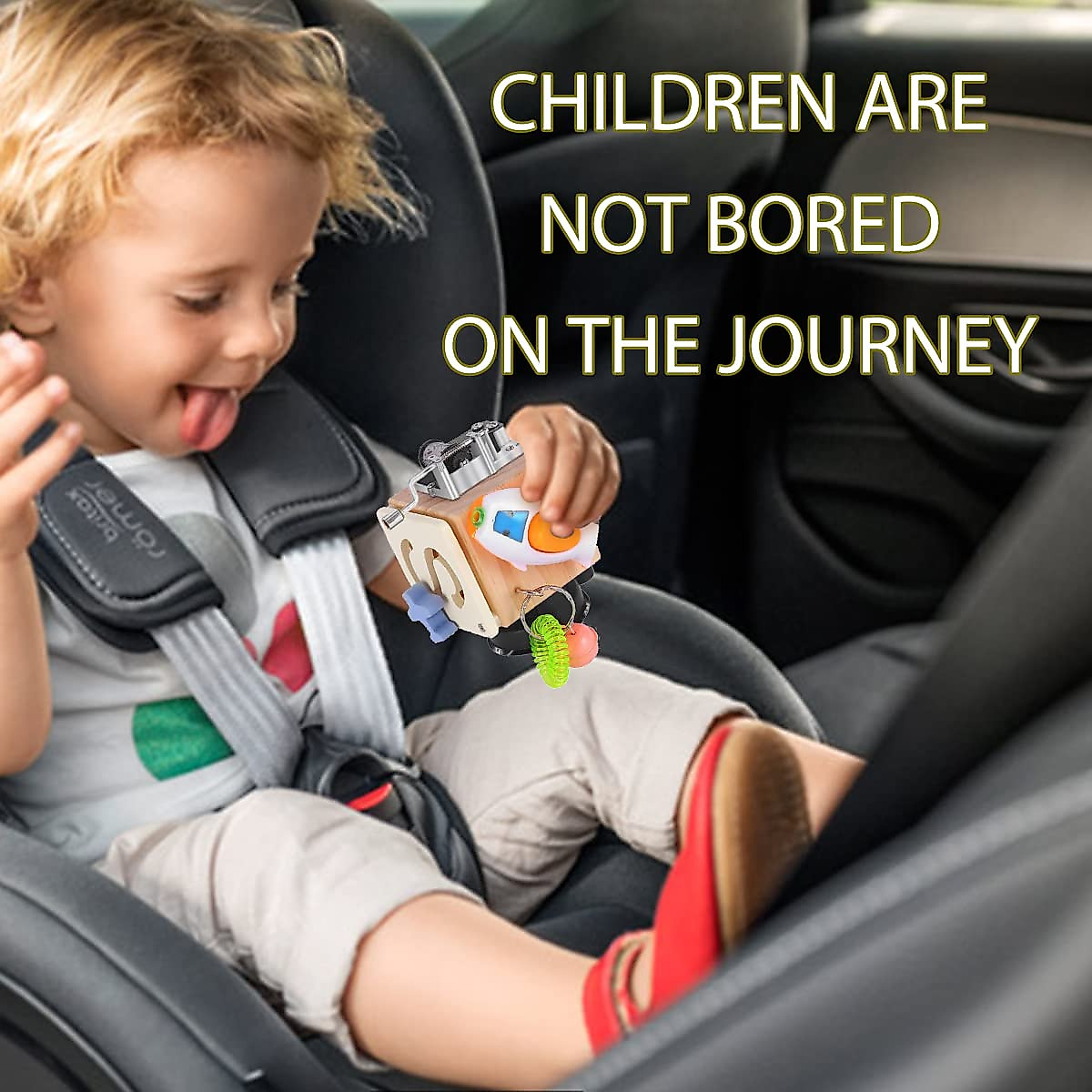 Toddler Travel Toys - Busy Cube for Toddler Travel Toys for Toddlers 1 2 3 Years Old Autism Sensory Toys Busy Activity Board Educational Learning Toys, Fidget Cube for Kids, 7 in 1 Activity Cube Set