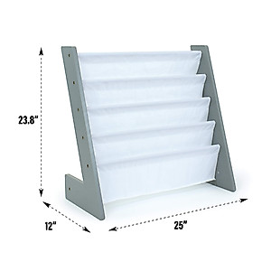 Humble Crew Kids Bookshelf 4 Tier Book Organizer, Inspire Collection, Grey/White