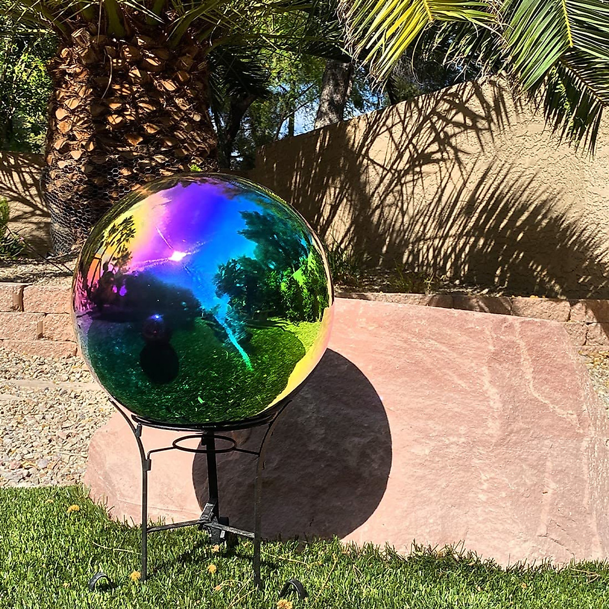Lily's Home Gazing Globe Mirror Ball in Rainbow Stainless Steel - 10 Inch