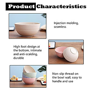 N/ A 4 PCS 4.7inch Lightweight Wheat Straw Bowl, Unbreakable Cereal Pasta Bowls Microwave& Dishwasher Safe, Reusable Tableware Dinnerware Fruit Snack Container (Small,PINK)