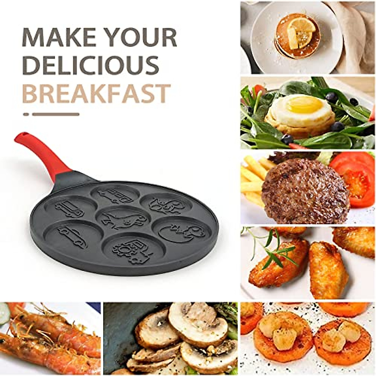 Dinosaur Pancake Maker Pan for Kids, Pancake Molds Egg Pan Waffle Maker Breakfast Nonstick Pancake Griddle Mini Pancakes Maker Machine Car Truck Dinosaur Pancake Molds for Kids