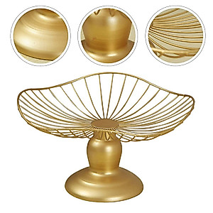 Hemoton Gold Footed Fruit Basket: Metal Wire Fruit Bowl Decorative Snacks Plate Dessert Cake Serving Bowl Appetizers Platter Tray for Home Party Kitchen