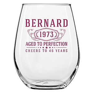 Personalized Printed 17oz Stemless Wine Glass - Customized Gifts for Women, Unique Custom Name Happy 40th Birthday Gifts for Mom Sister Adult Daughter, Turning Years Old for Her, Bday Party, Bernard