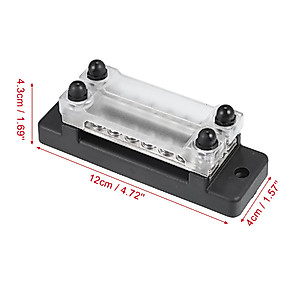 X AUTOHAUX Dual 6 Way Terminal Bus Bar Ground Power Distribution Terminal Block Battery Bus Bar 150A Bus Bar Block with Cover for Auto Marine Car