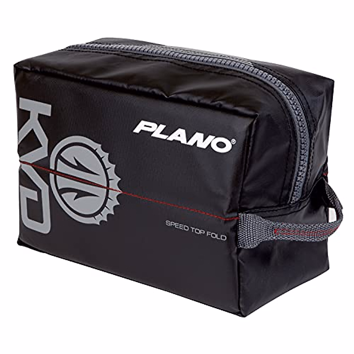 Plano KVD Wormfile Signature Series Speedbag, Small, Black TPE Coated Fabric with Red Interior, Water-Resistant Soft Fishing Storage for Baits & Worms