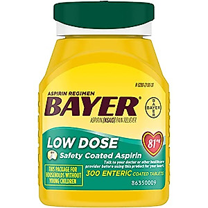 Aspirin Regimen Bayer 81mg Enteric Coated Tablets, #1 Doctor Recommended Aspirin Brand, Pain Reliever,300 Count
