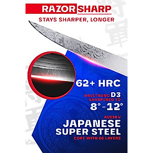 DALSTRONG Boning Knife - 8 inch - Shogun Series ELITE - Damascus AUS-10V Japanese Super Steel - Fillet Knife Gift - Meat Cutting, Carving, Bone, Trimming, Deboning - Black G10 Handle - Sheath Included