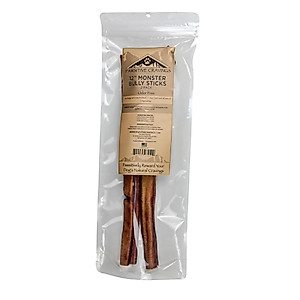 Pawsitive Cravings Monster Bully Sticks - 12 Inch All-Natural Bully Sticks for Dogs - Fully Digestible & 100% Grass-Fed Beef Sticks - Supports Dental Health - Extra-Thick Chews for Dogs - Pack of 3