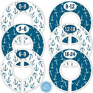 Baby Closet Size Dividers - Nautical Nursery Closet Dividers for Baby Clothes - Dividers by Month for Baby Boy Nursery Decor - Baby Closet Dividers for Clothing Racks - [Nautical]