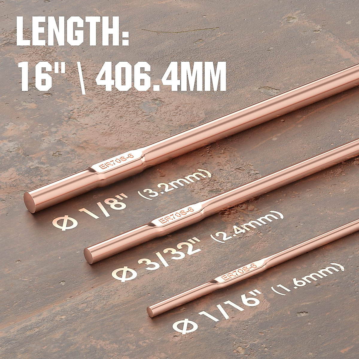 YESWELDER Mild Steel TIG Welding Rod ER70S-6 3/32"x16" 5LB