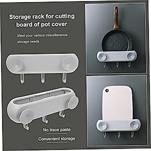 YARNOW 1pc Storage Rack Washcloth Holder Pan Holder Pot Lid Rack Wall Shelf Brackets Pot Lid Holder Pot Lid Storage Rack Wall Organizer Rack Chopping Board Stand Tableware Plastic Grey