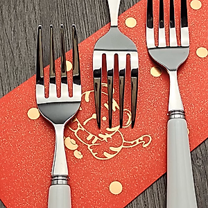 20.5CM Good Dinner Forks 18/10 Stainless Steel Table Fork (Creative Handle Material Ceramics) Main Course Fork, 4-Tine Forks, SUS304 8inch, White (304DF20-5)