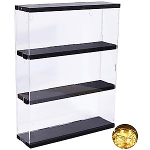 DuvinDD Acrylic Display Case Wall Mounted Funko POP Shelves, Clear Collectibles Showcase Display Cabinet with Sliding Door for Lego Figure Dustproof Storage Box Black(11.8x3.3x14.8inch)