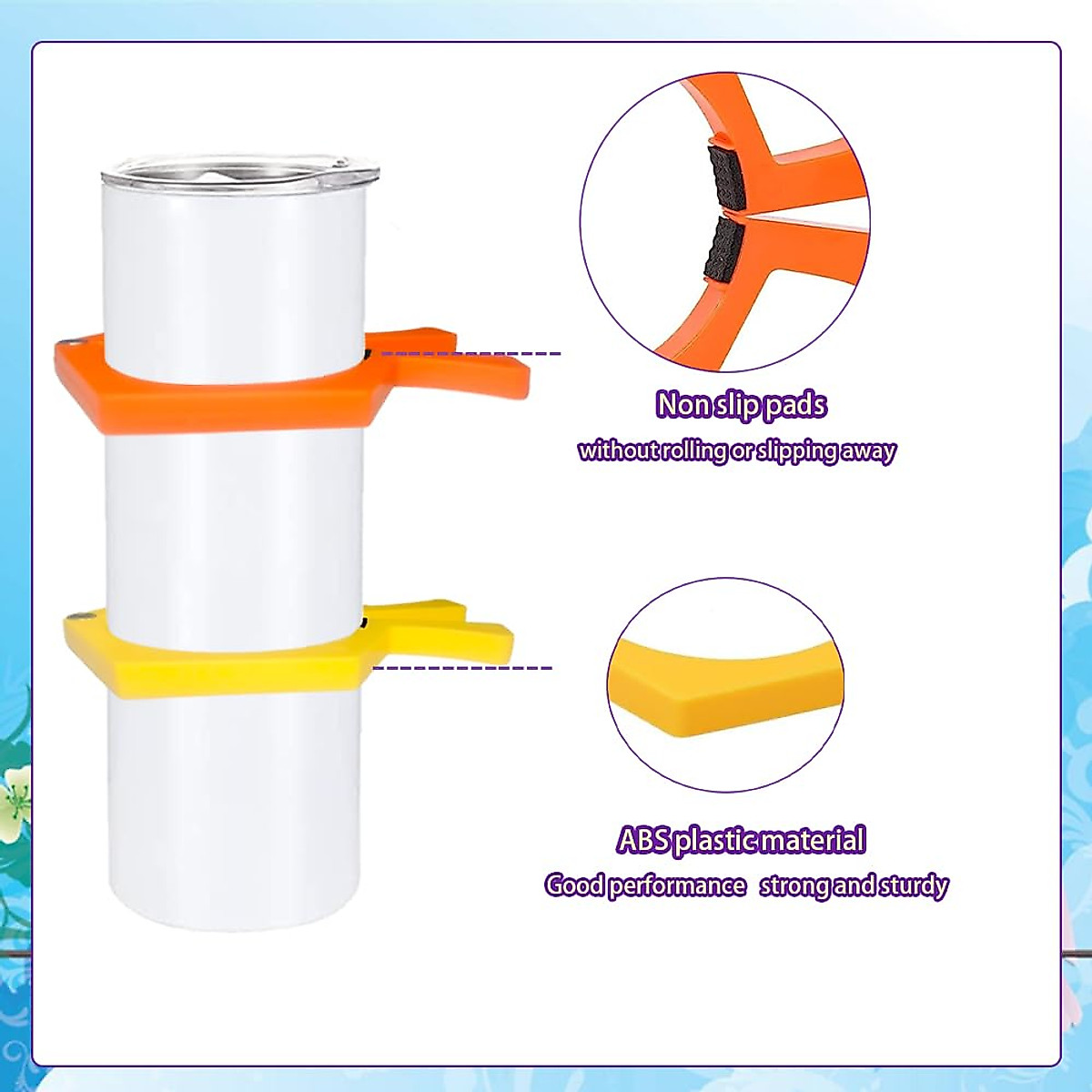 Perfect Sublimation Tumblers Pinch for 20 Oz Tumbler Skinny Straight Sublimation Tumbler Pinch Tool, Clamp for Sublimation Paper and Glass Pinch (2 Pack) (Yellow & Orange)