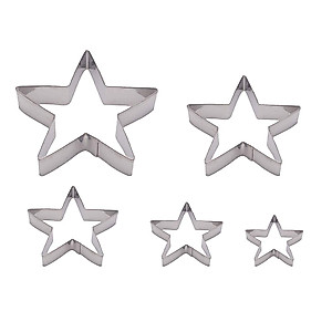 Dadam Star Cookie Cutters Set of 5 - Stainless Steel Star Cookie Cutter Set - Five-Pointed Star Biscuit Molds Fondant Cake Cookie Cutter Set Pastry Mold