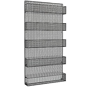 Spice Rack Organizer – Space Saving Wall Mount 5-Tier Wire Shelves for Pantry or Cabinets – Kitchen Organization and Storage by Home-Complete (Black)