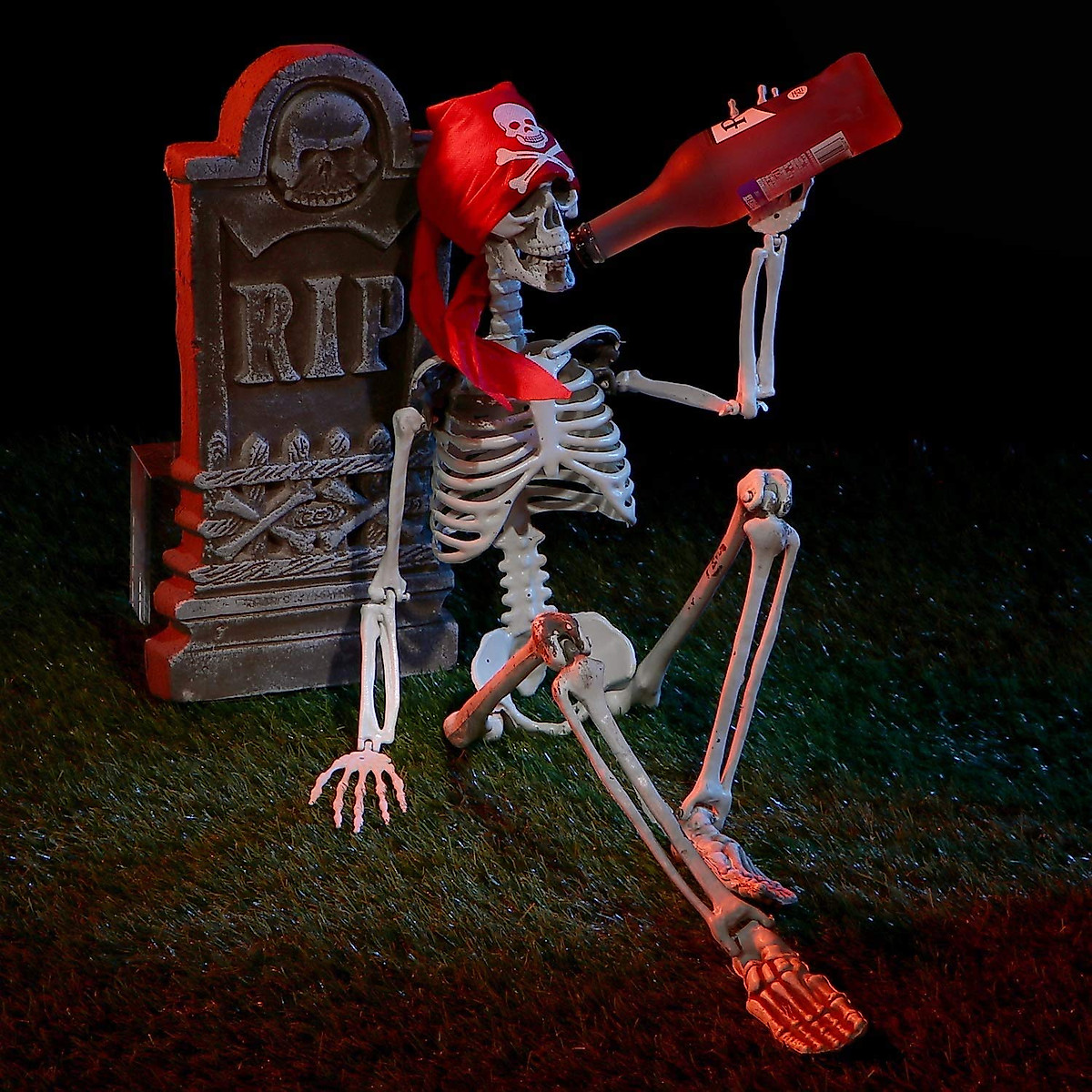 Sizonjoy 35" Posable Halloween Skeleton, Full Body Joints Plastic Skeleton with Movable/Posable Joints,Perfect for Halloween Haunted House Props Decorations Outdoor