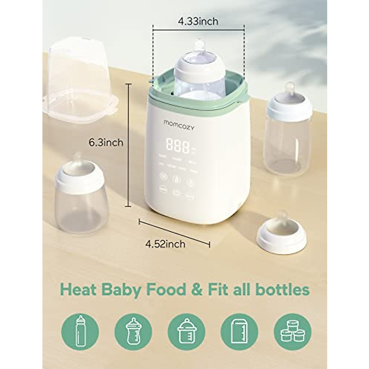Momcozy Smart Baby Bottle Warmer, Fast Baby Milk Warmer with Accurate Temperature Control and Automatic Shut-Off, Multifunctional Bottle Warmers for Breastmilk or Formula