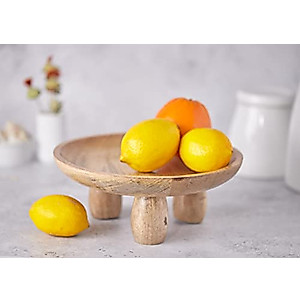 HUCH - Mango wood, Wooden bowls for decor - Fruit bowl - Decorative Bowls for Home Decor - Wood Fruit Bowl - Pedestal Bowl - Footed bowl - Wooden bowl