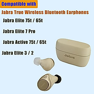 Luckvan 6 Pairs Silicone Ear Tips for Jabra Elite 75t/ 65t/ Active/ 7 Pro/Elite 3 Eartips Replacement Silicone for Jabra Earbuds, Black