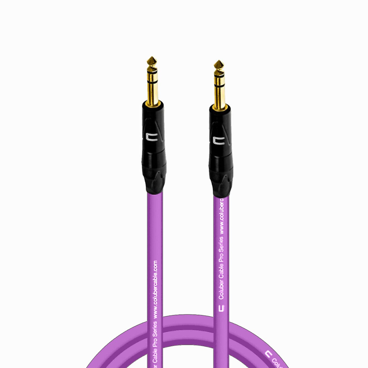 COLUBER CABLE 1/4 TRS Male to 1/4" TRS Male - 10 Feet - Purple - 1/4 (6.35mm) Stereo Balanced Male to Male Connector for Powered Speakers, Audio Interface or Mixer for Live Performance & Recording