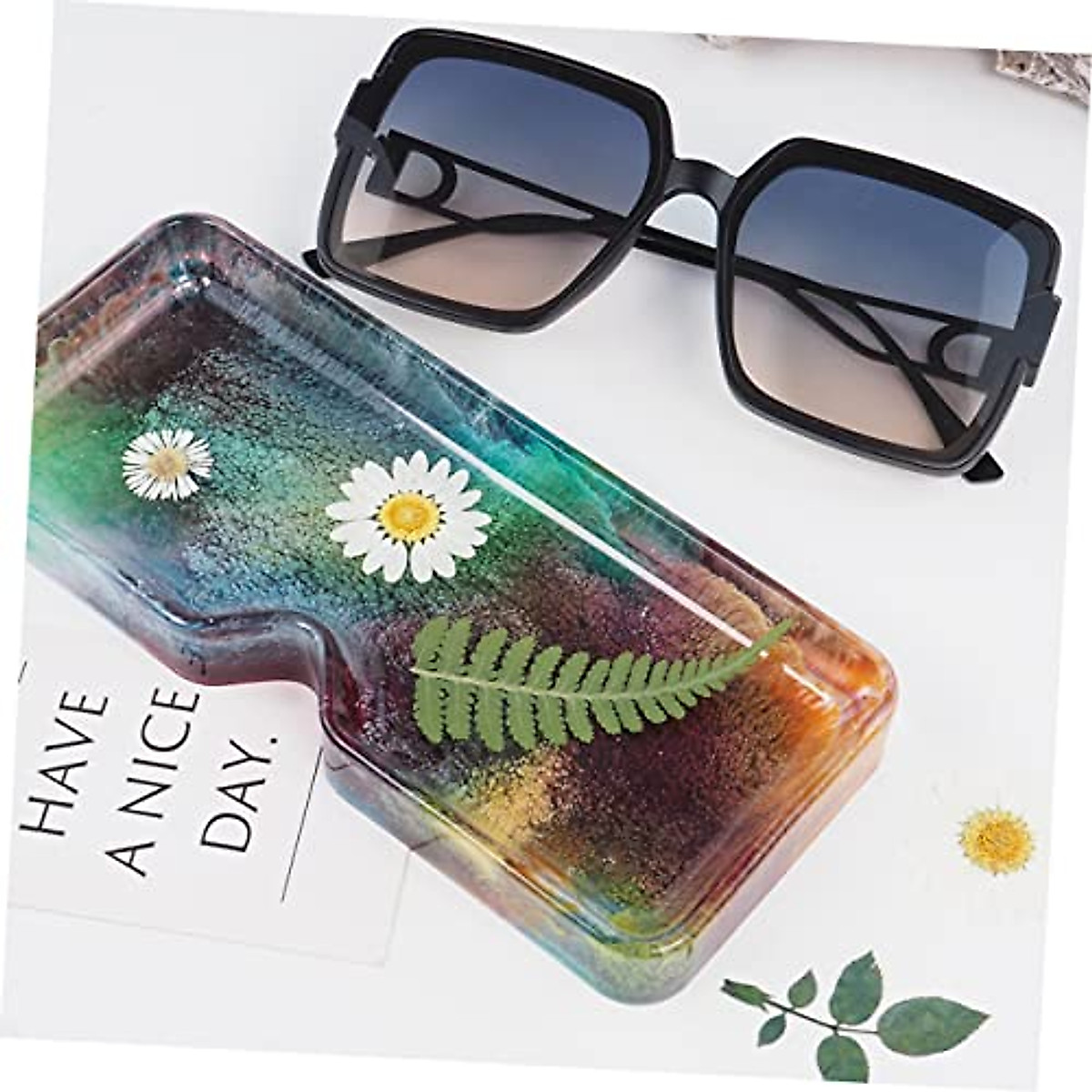 ADOCARN 2pcs Resin Glasses Holder Molds for Resin Silicone Coaster Mold Silicone Square Mold Eyeglasses Holder Making Mold Jewelry Storage Tray Molds Resin Silicone Mold Glasses Tray Molds