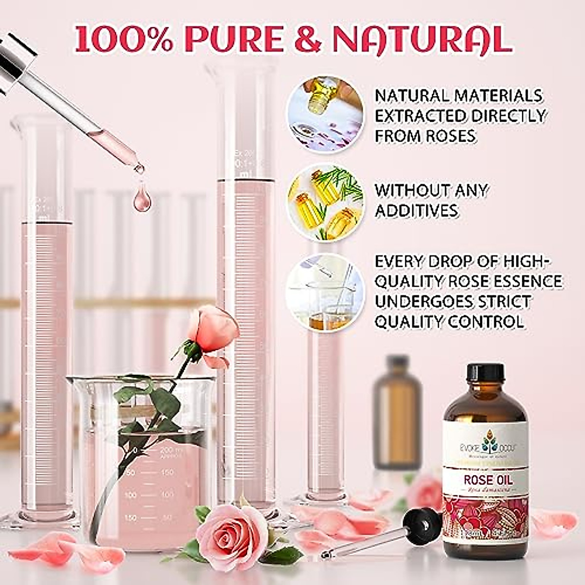 EVOKE OCCU Rose Essential Oil 4 Oz, Premium Rose Oil for Diffuser Fragrance DIY Candle Soap Making-120ml