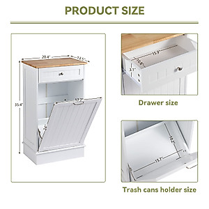 LOUVIXA Tilt Out Trash Bin Cabinet Dog Proof Trash Can Holder Kitchen Island with Garbage Bin or Tilt Out Laundry Hamper (White)