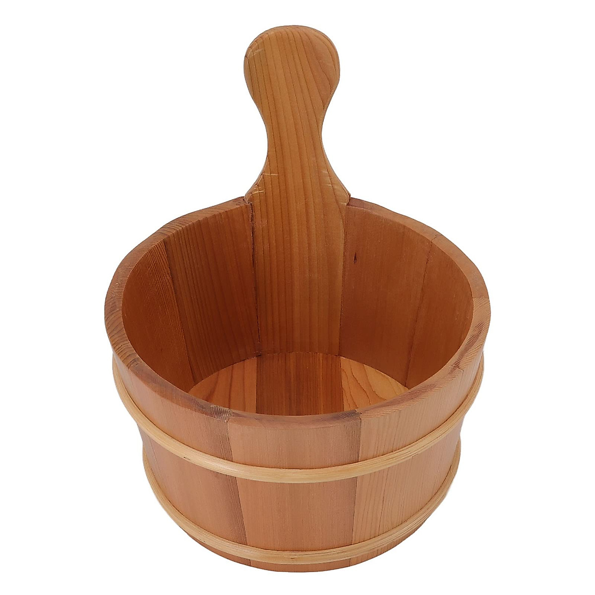 Jeffergarden 4L Wooden Pail Sauna Bucket, Sauna Bucket with Ladle Sauna Bucket and Ladle Set Wooden Hot Tub Barrel Steam Room Water Bucket with Plastic Liner Sauna Spa Accessory