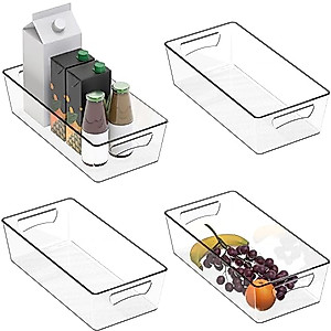 Simple Houseware 4PK L Size Kitchen Bin Organizer, 14" x 7" x 3.75", Clear