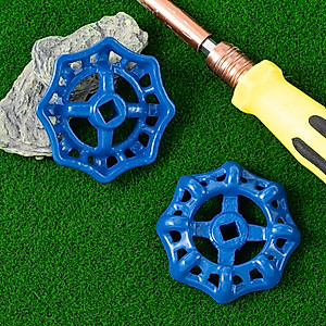 Pndeyo 2pcs Outdoor Faucet Handle Hose Bib Handle, 7x7mm Square Stem Hole Water Spigot Handle, Round Wheel Outside Water Valve Faucet Handle Replacement Parts- Blue